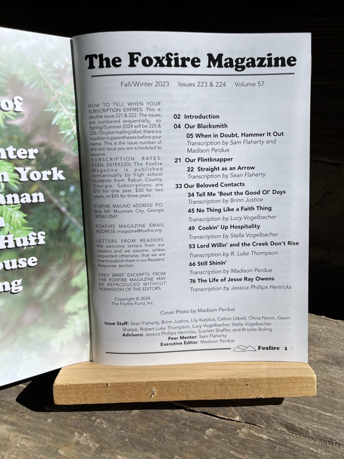 Foxfire Magazine Fall/Winter 2023 Issues 223 & 224 Vol. 57 - The ...